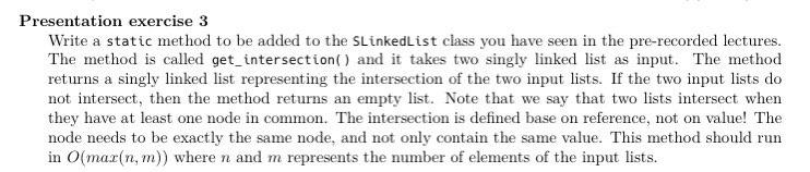 Presentation exercise 3 Write a static method to be | Chegg.com