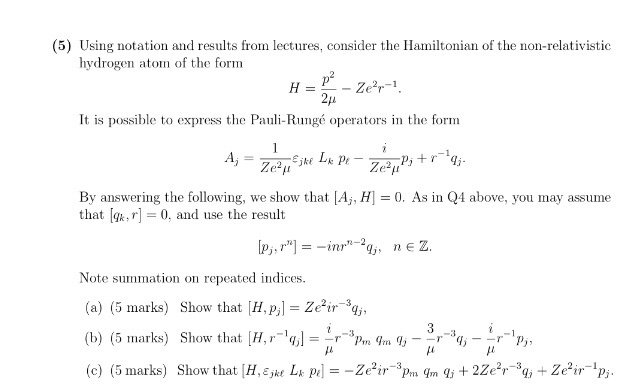(5) Using notation and results from lectures, | Chegg.com