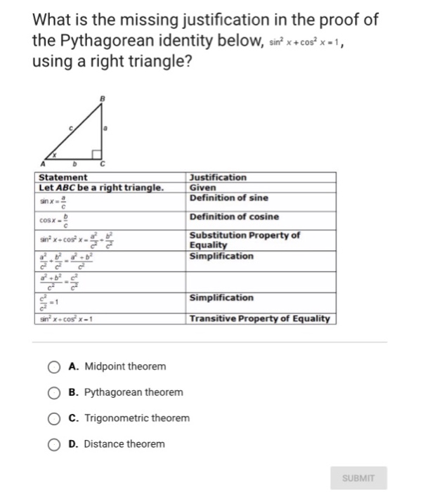 Solved What is the missing justification in the proof of the | Chegg.com