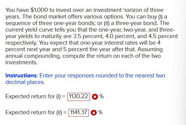 Solved You have $1,000 to invest over an investment horizon | Chegg.com