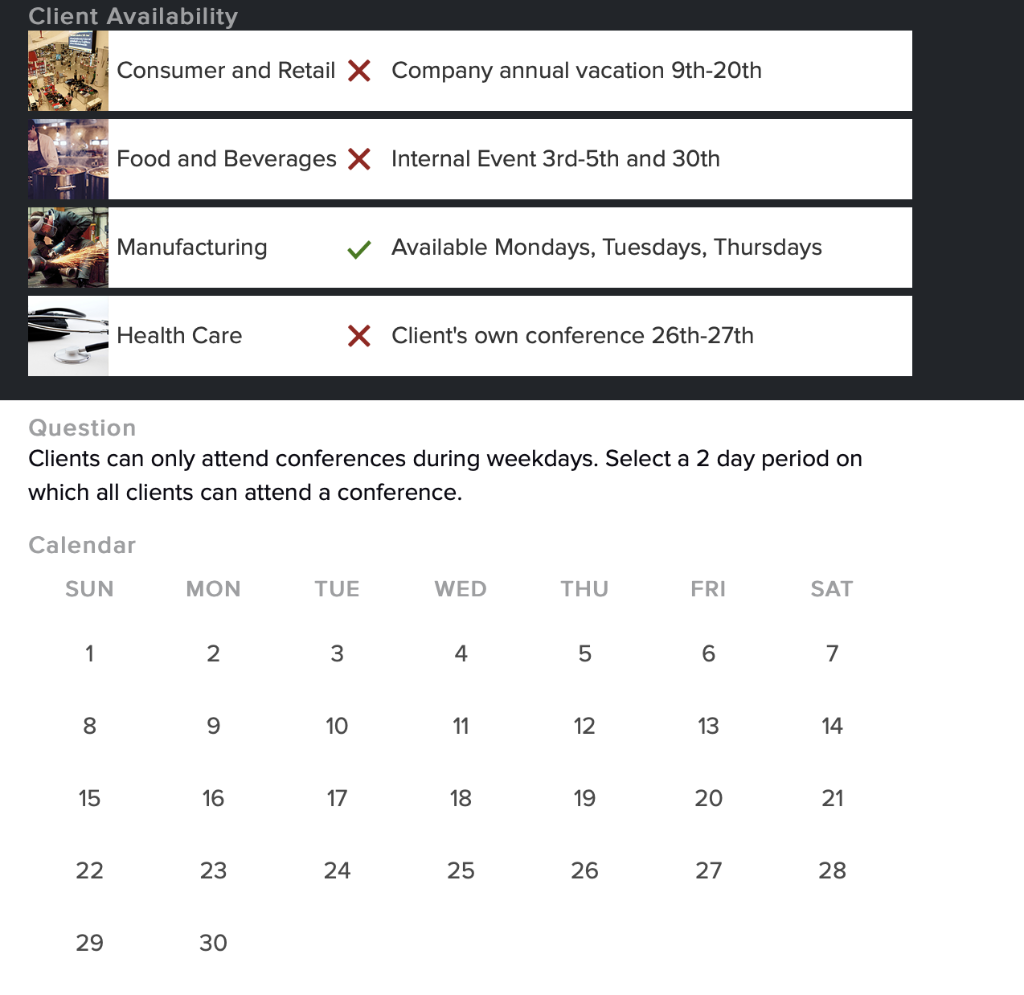 Solved Client Availability Consumer and Retail X Company | Chegg.com