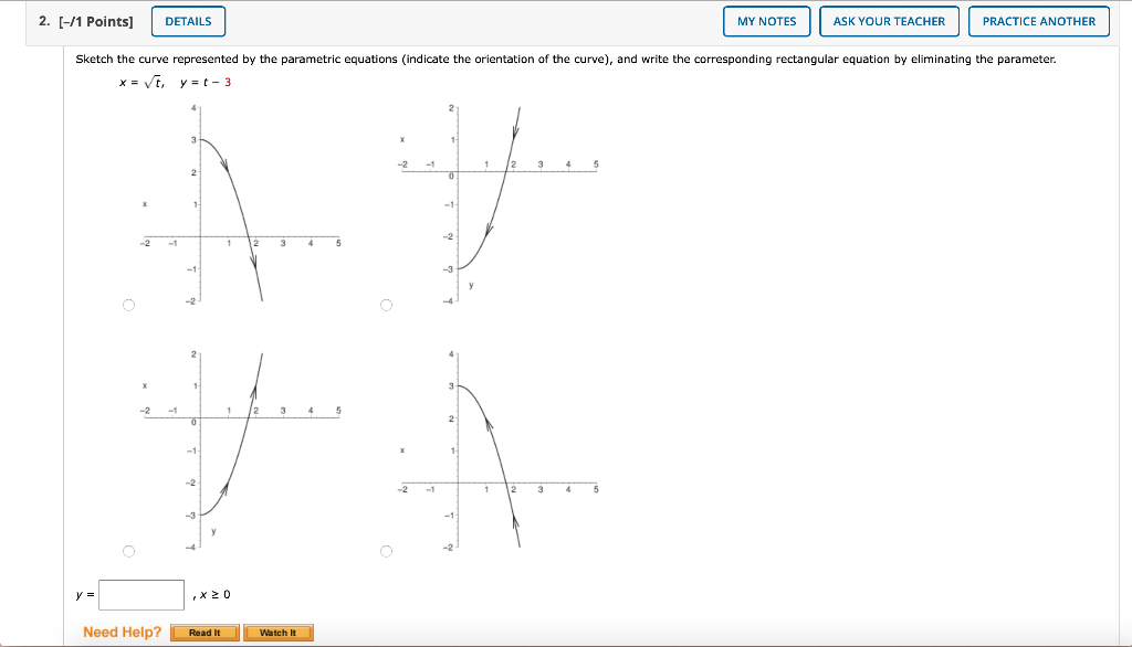 Solved 2. (-/1 Points) DETAILS MY NOTES ASK YOUR TEACHER | Chegg.com
