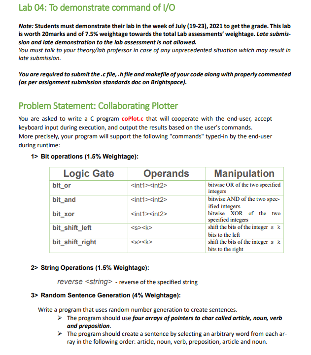 Solved Lab 04: To demonstrate command of I/O Note: Students | Chegg.com
