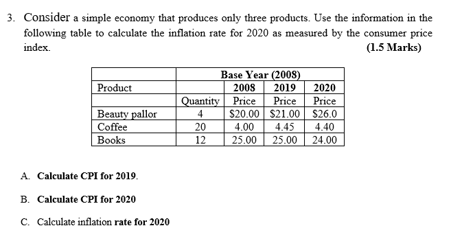 Solved 3. Consider a simple economy that produces only three | Chegg.com