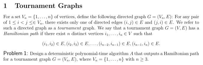 Solved 1 Tournament Graphs For a set Vm = {1,...,n} of | Chegg.com