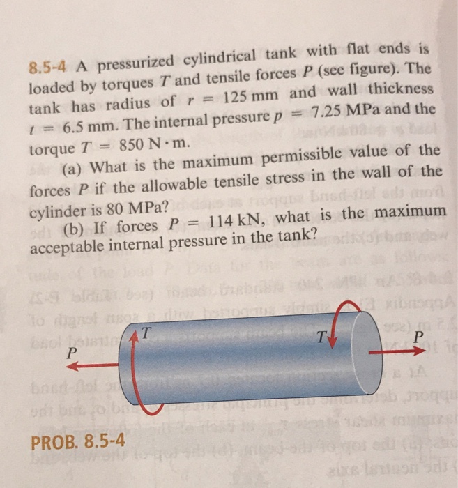 Solved 8.5-4 A pressurized cylindrical tank with flat ends | Chegg.com