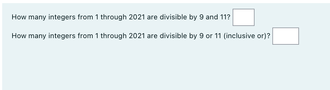 Solved How many integers from 1 through 2021 are divisible | Chegg.com