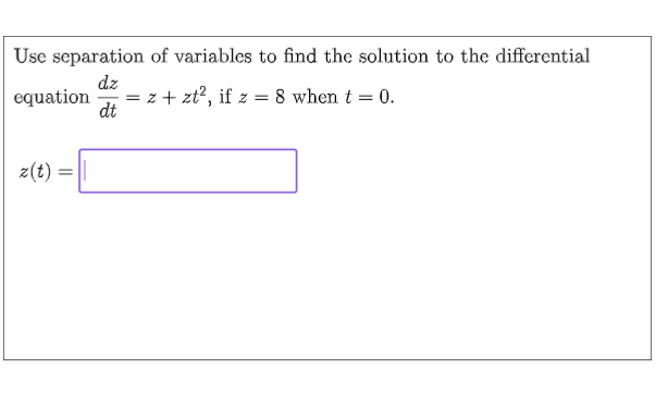 Solved Use separation of variables to find the solution to | Chegg.com