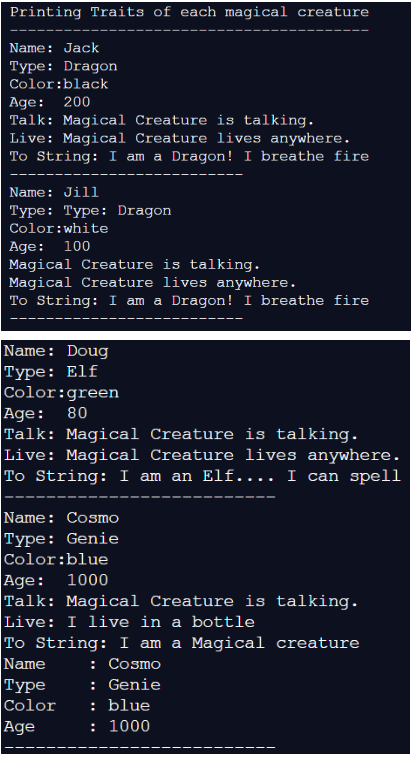 Solved Printing Traits of each magical creature Name: Jack | Chegg.com