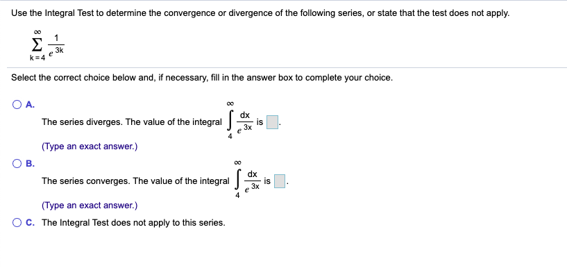 Solved Use the Integral Test to determine the convergence or | Chegg.com