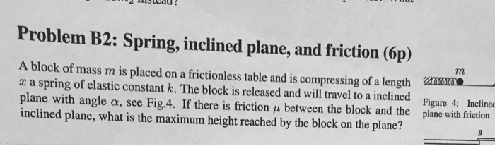Solved ad! Problem B2: Spring, inclined plane, and friction | Chegg.com