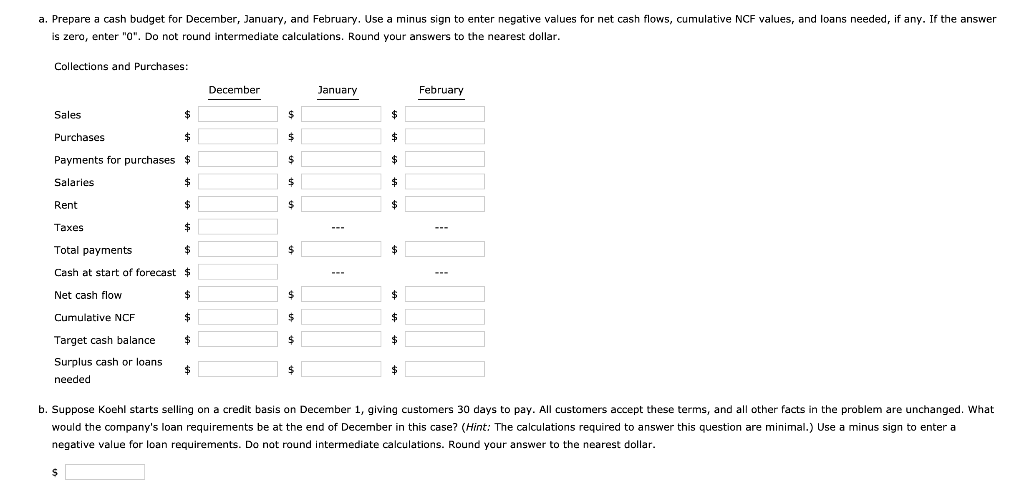 Solved Excel Online Structured Activity Cash Budgeting Chegg