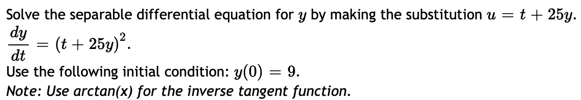 Solved dy Solve the separable differential equation for y by | Chegg.com