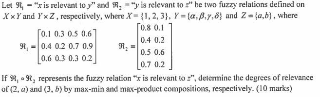 Solved Given two binary fuzzy relations R and M, ﻿R : T | Chegg.com