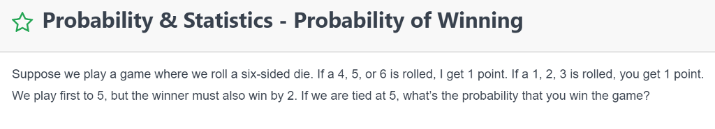 Solved ☆ Probability & Statistics-Probability of Winning | Chegg.com