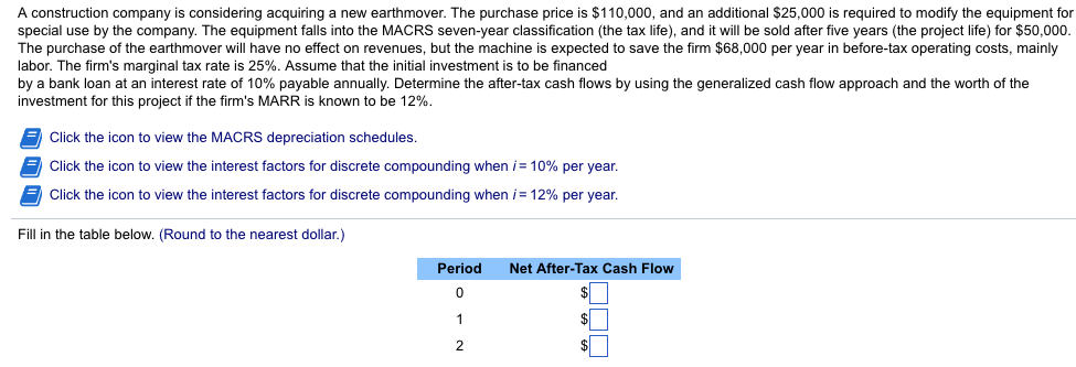 Solved A construction company is considering acquiring a new | Chegg.com
