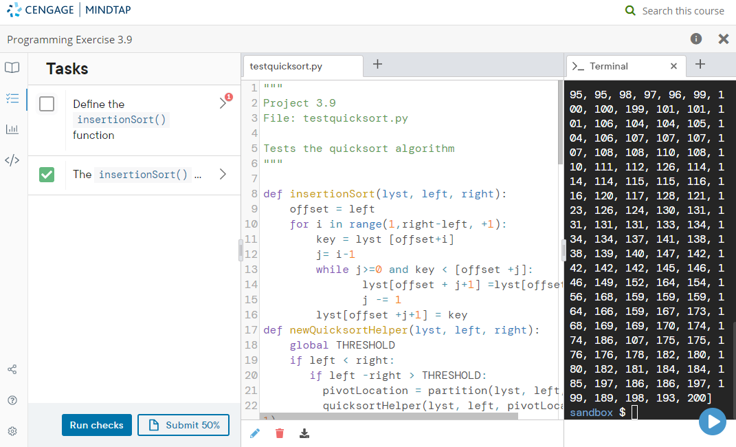 Solved Implement The Insertionsort Function And Modify 4931