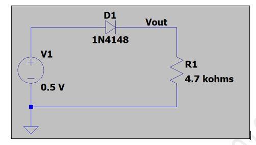 Solved Vout D1 * 1N4148 V1 + R1 4.7 kohms 0.5 V Figure 1: | Chegg.com