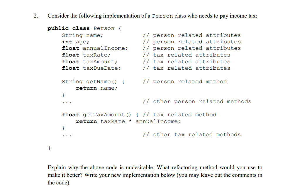 Solved Consider the following implementation of a Person | Chegg.com