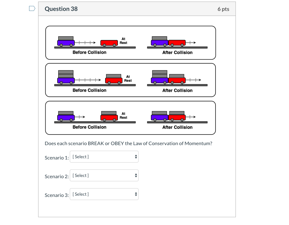 Solved Question 38 6 pts Rest Before Collision After | Chegg.com