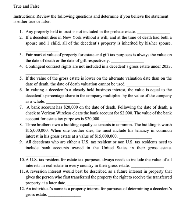 13.Events which occur after a decedent dies are | Chegg.com