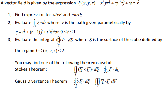 Solved A vector field is given by the expression F(x, y, z)= | Chegg.com