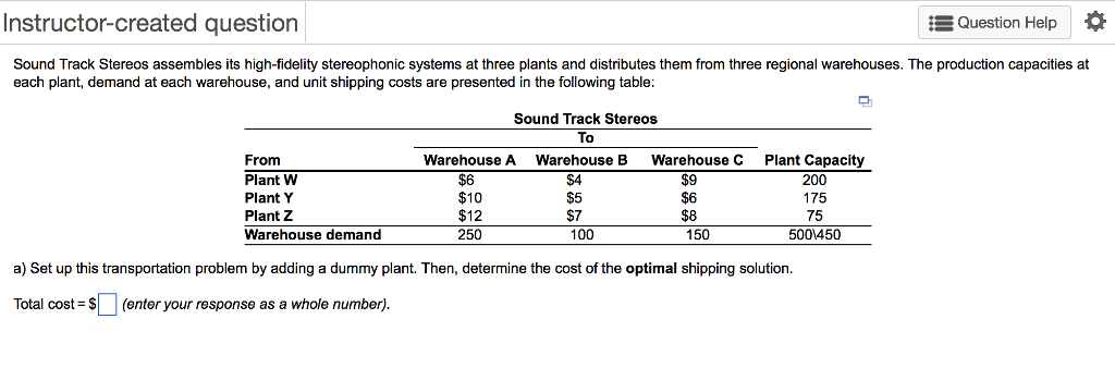 Solved Instructor-created question Question Help Sound Track | Chegg.com