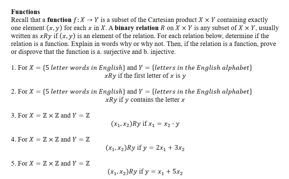 Solved Functions Recall that a function f:X→Y is a subset of | Chegg.com