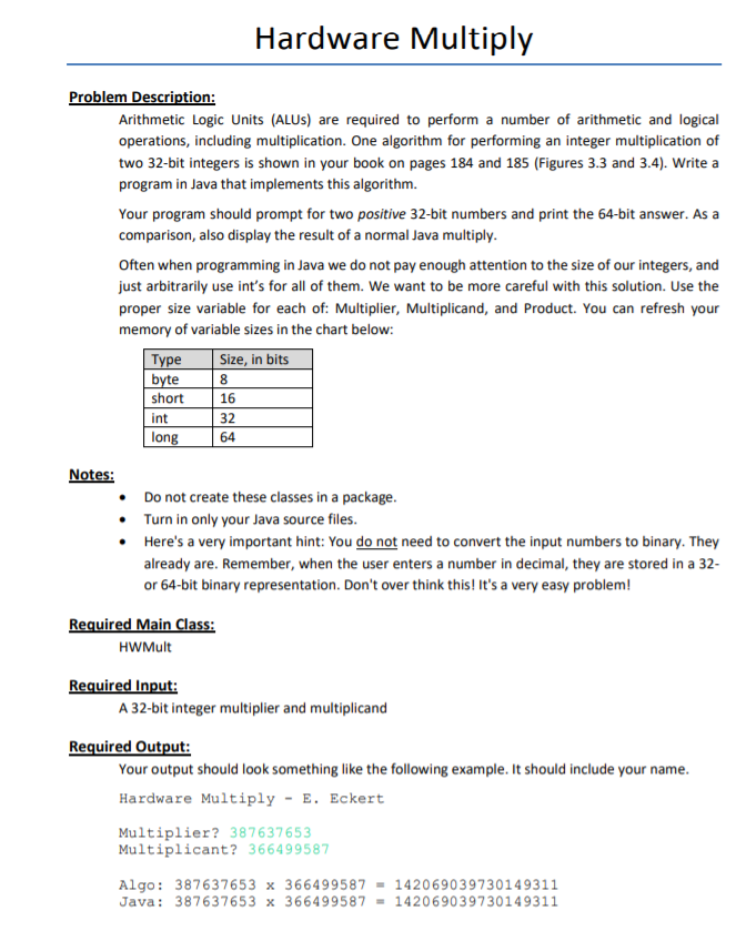 Solved Must be written in Java, Arithmetic Logic Units | Chegg.com