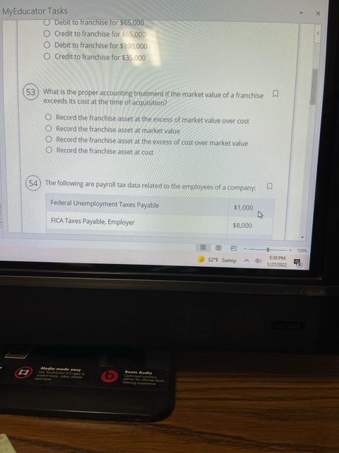 Solved - x MyEducator Tasks O Debit to franchise for 565,000 | Chegg.com