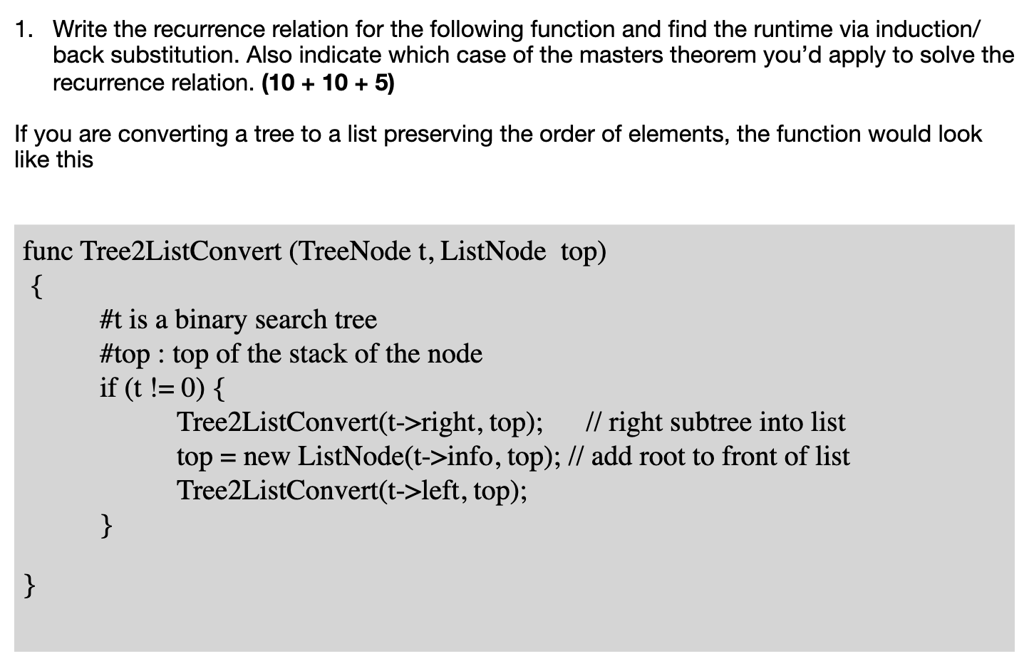 Solved 1. Write the recurrence relation for the following | Chegg.com