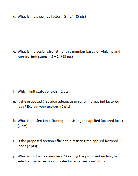 Solved Problem 4: (41 pts) C12 x 30 a O A C12x30 channel is | Chegg.com