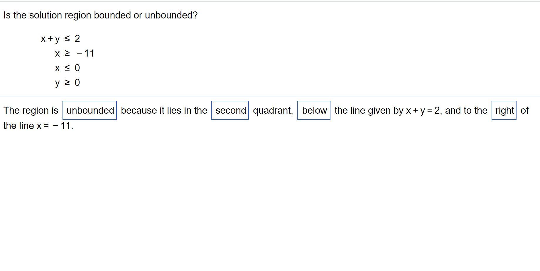 Solved Is the solution region bounded or unbounded? X+ y = 2 | Chegg.com
