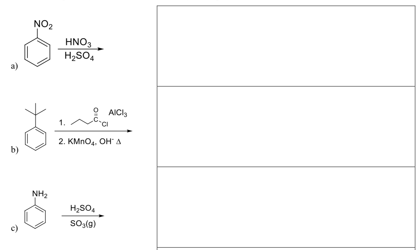 Solved NO2 HNO3 H2SO4 a) AICI: CI 1. 2. KMnO4, A b) NH2 | Chegg.com