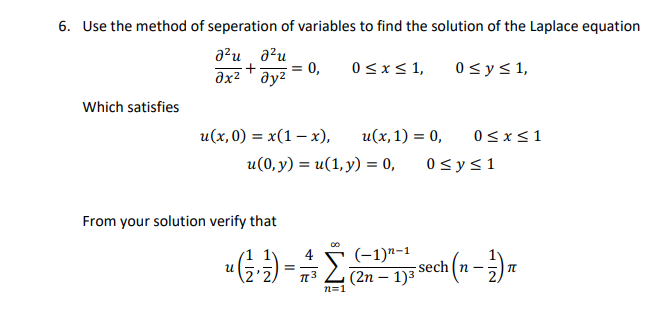 Solved = 6. Use the method of seperation of variables to | Chegg.com