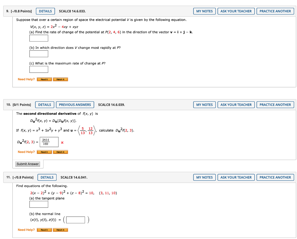 Solved 9. [-70.8 Points] DETAILS SCALC8 14.6.033. MY NOTES | Chegg.com