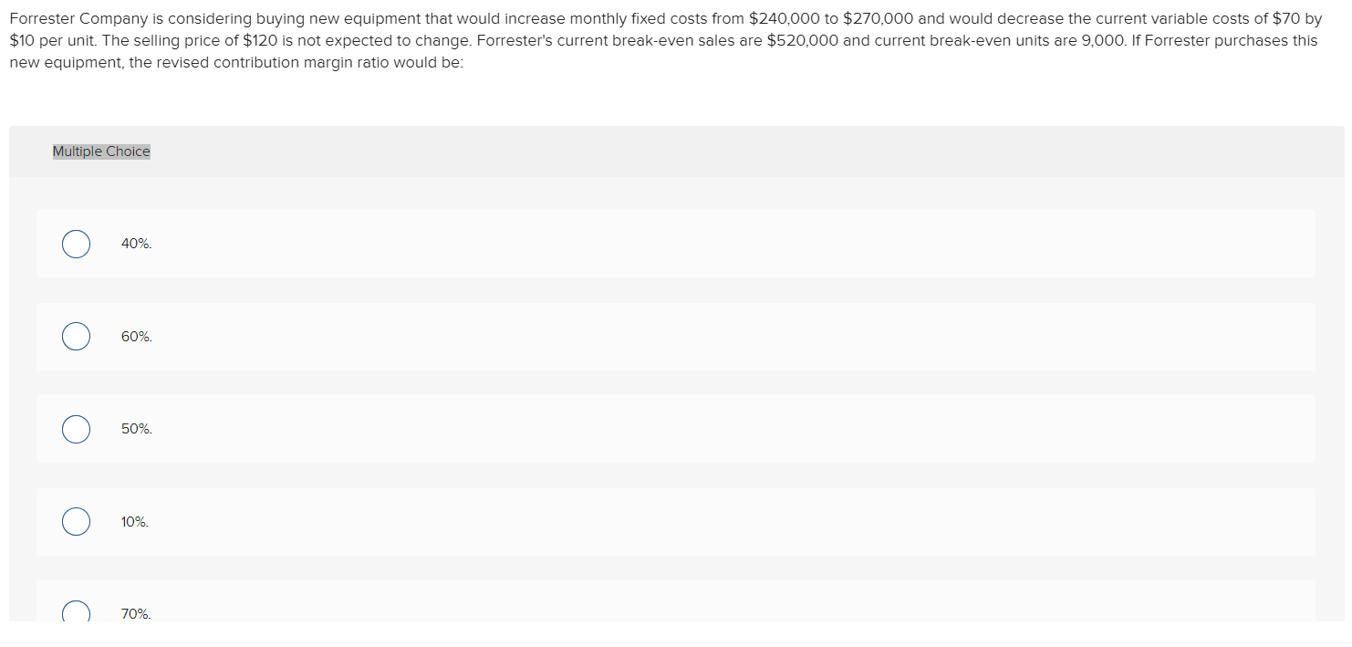 Solved Forrester Company is considering buying new equipment | Chegg.com