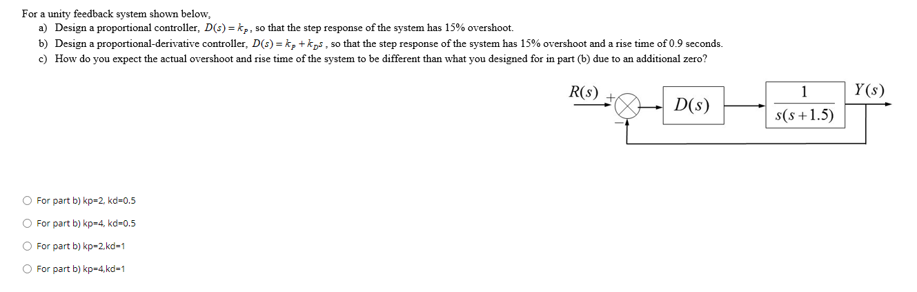 Solved For a unity feedback system shown below, a) Design a | Chegg.com