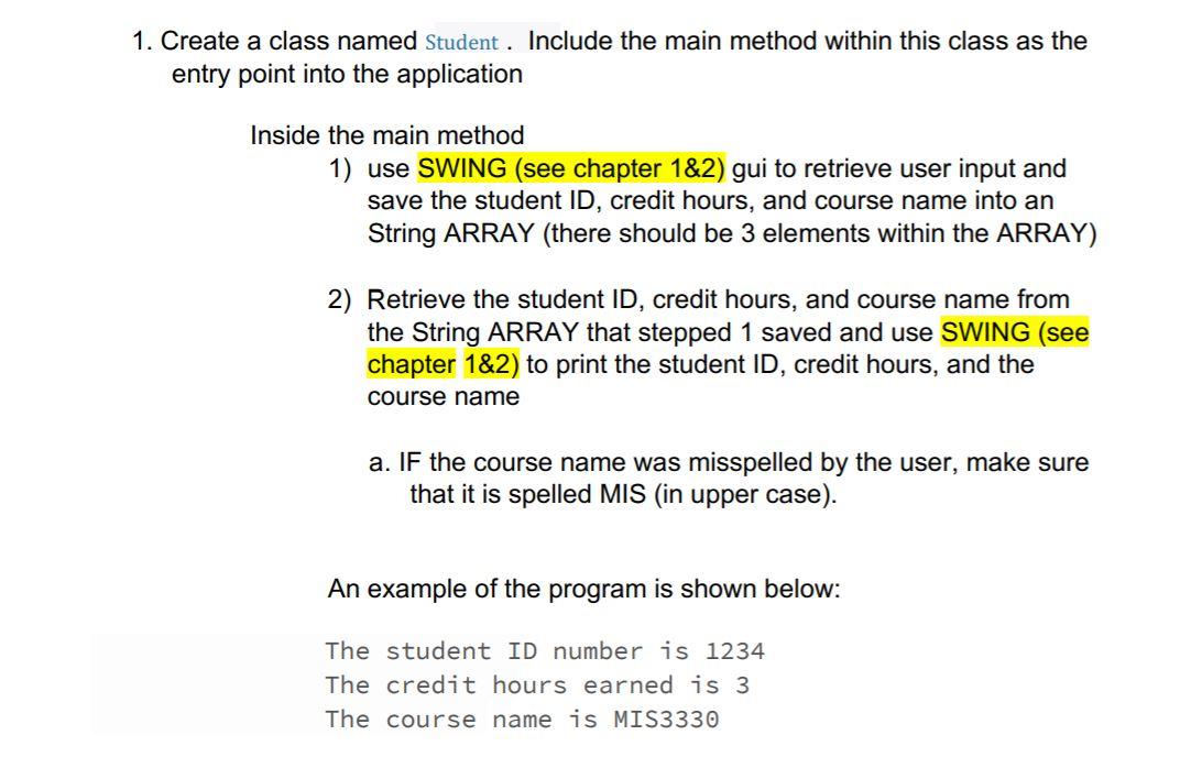 Solved 1. Create a class named Student . Include the main | Chegg.com