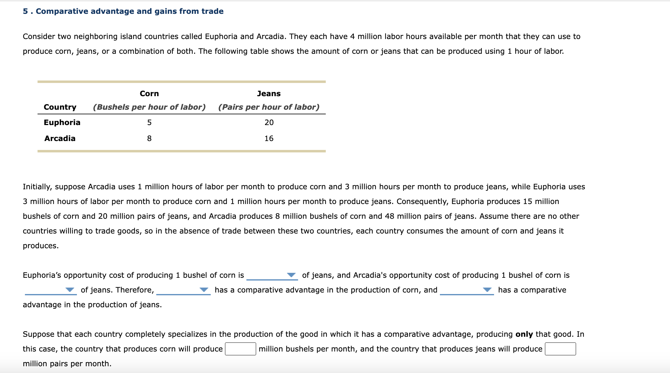 Solved Comparative Advantage and Gain from trade | Chegg.com