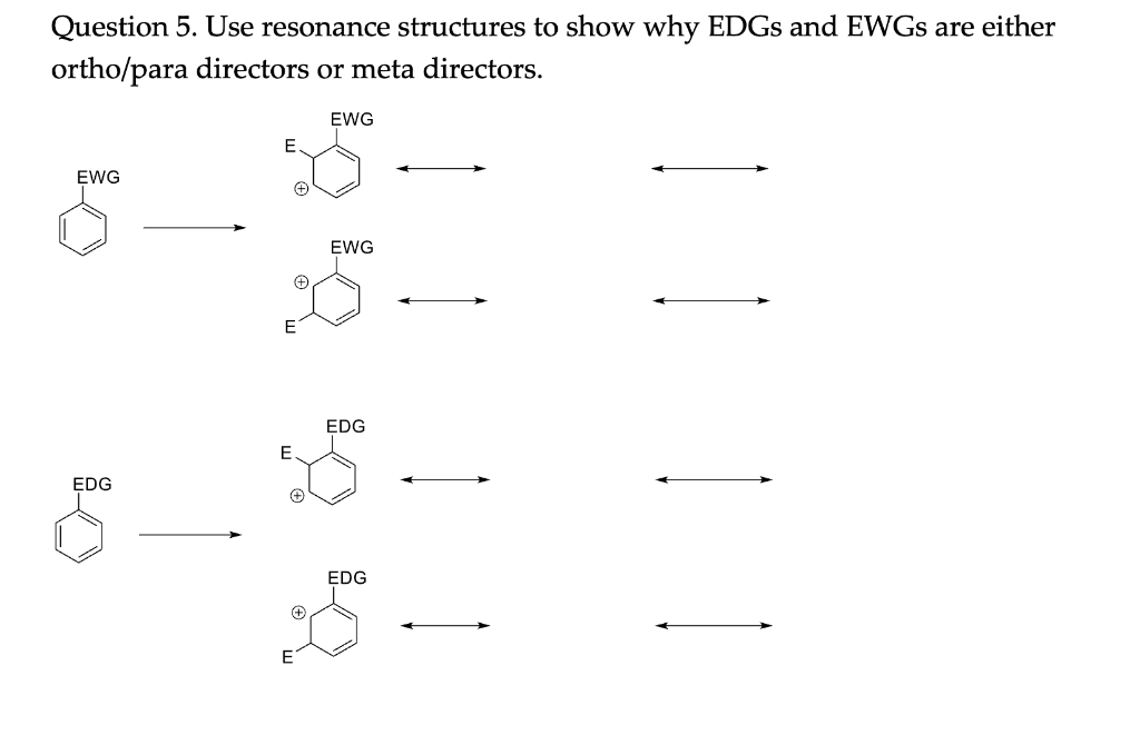 Solved Question 5. Use resonance structures to show why EDGs | Chegg.com