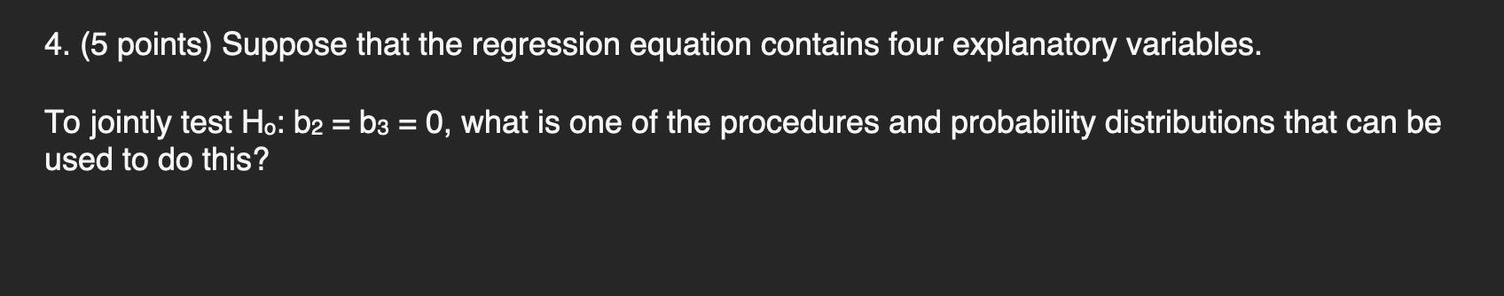 Solved 4. (5 points) Suppose that the regression equation | Chegg.com