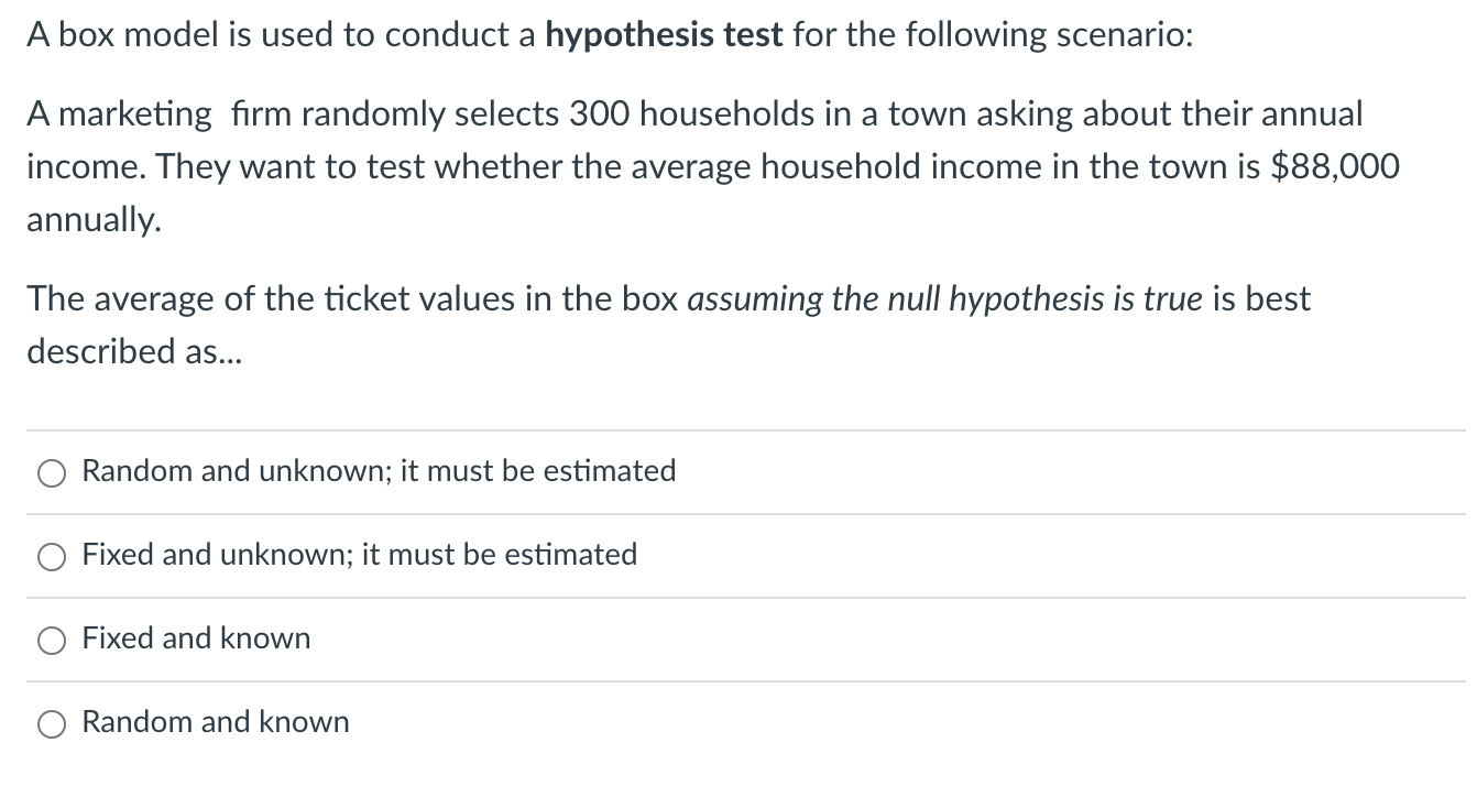 Solved A box model is used to conduct a hypothesis test for | Chegg.com