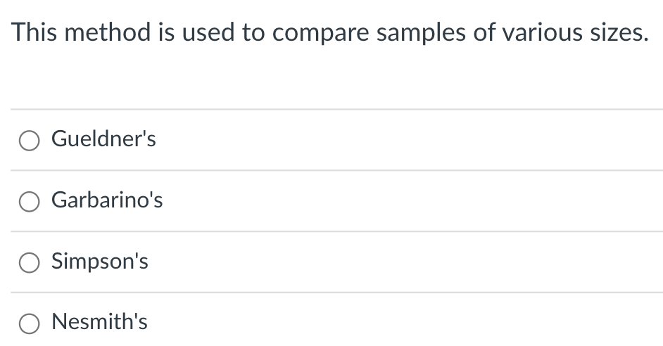 Solved This method is used to compare samples of various | Chegg.com