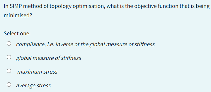Solved In SIMP method of topology optimisation, what is the | Chegg.com