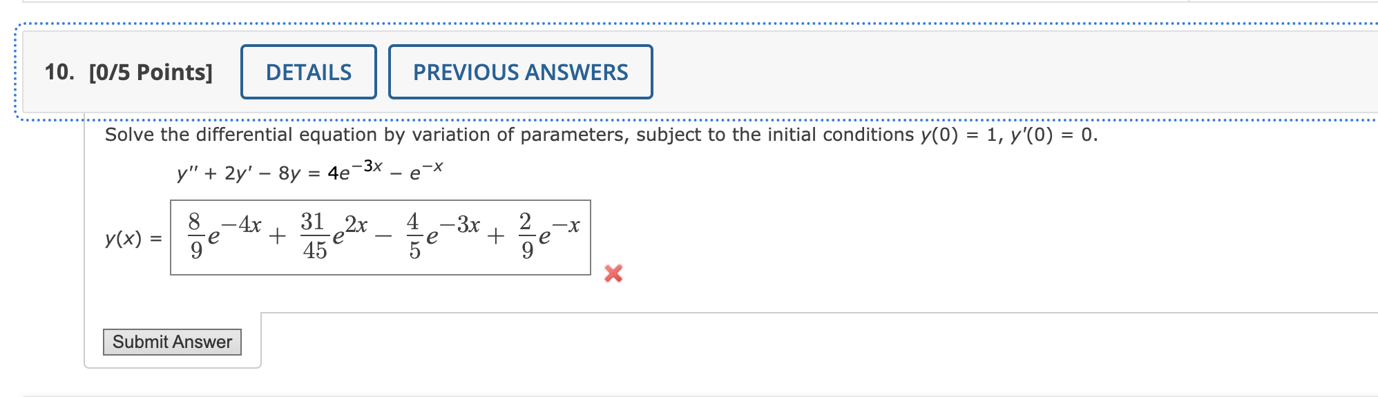Solved olve the differential equation by variation of | Chegg.com