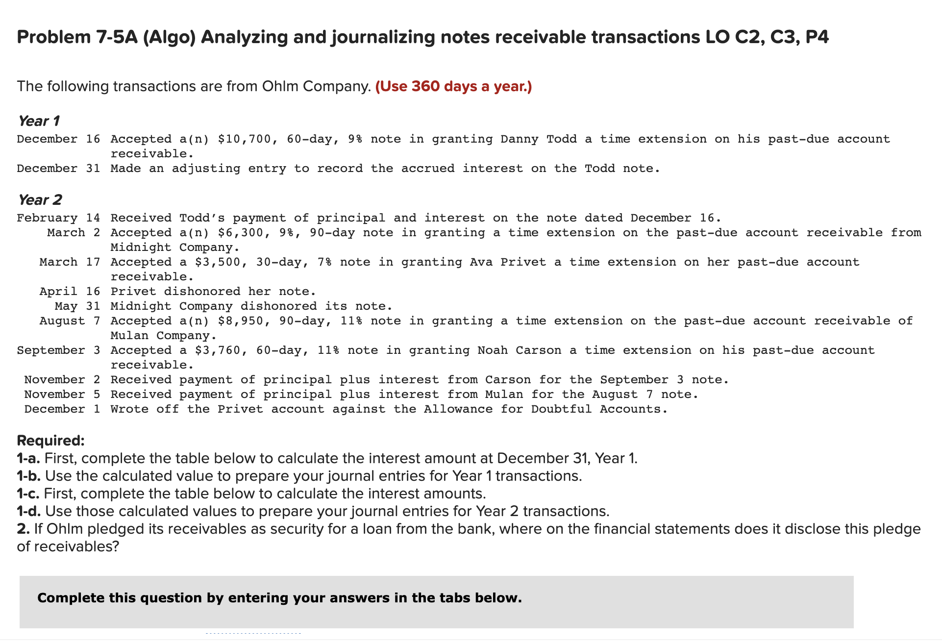 Solved Problem 7-5A (Algo) Analyzing and journalizing notes | Chegg.com