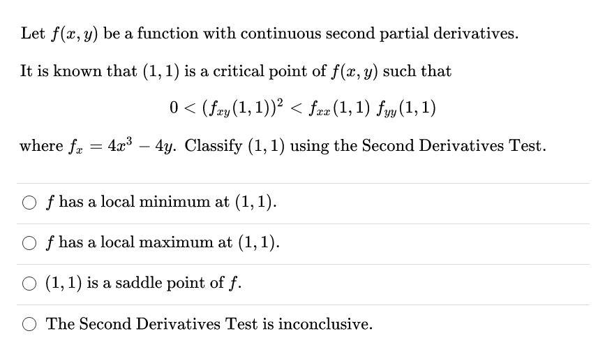Solved Let f(x, y) be a function with continuous second | Chegg.com