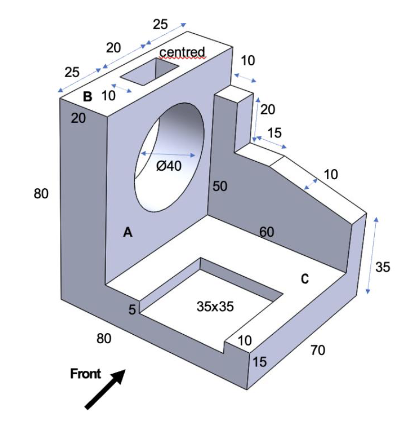 Solved A parallel oblique view: GeneralYou may use 5 ﻿mm | Chegg.com