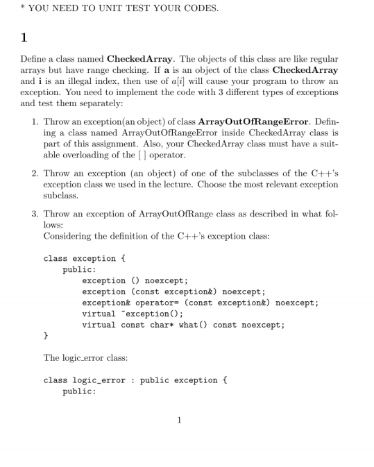 Solved * YOU NEED TO UNIT TEST YOUR CODES. 1 Define a class | Chegg.com